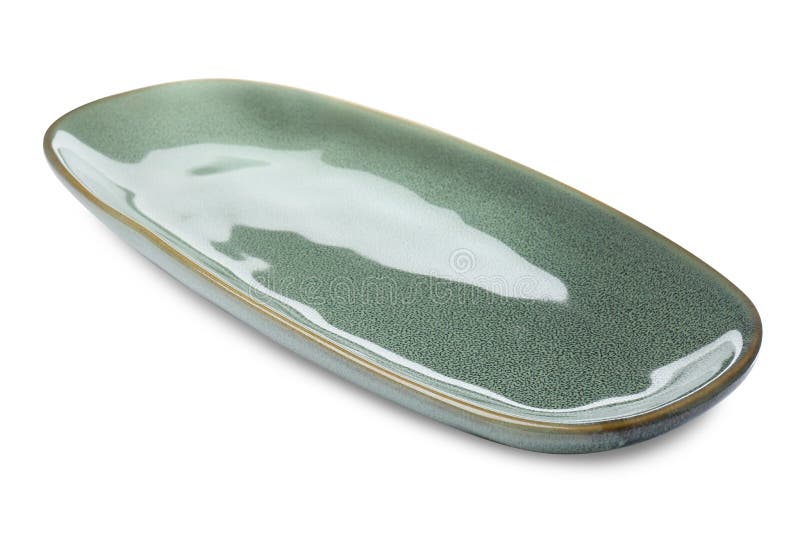 New Green Ceramic Dish on White Background Stock Image - Image of ...