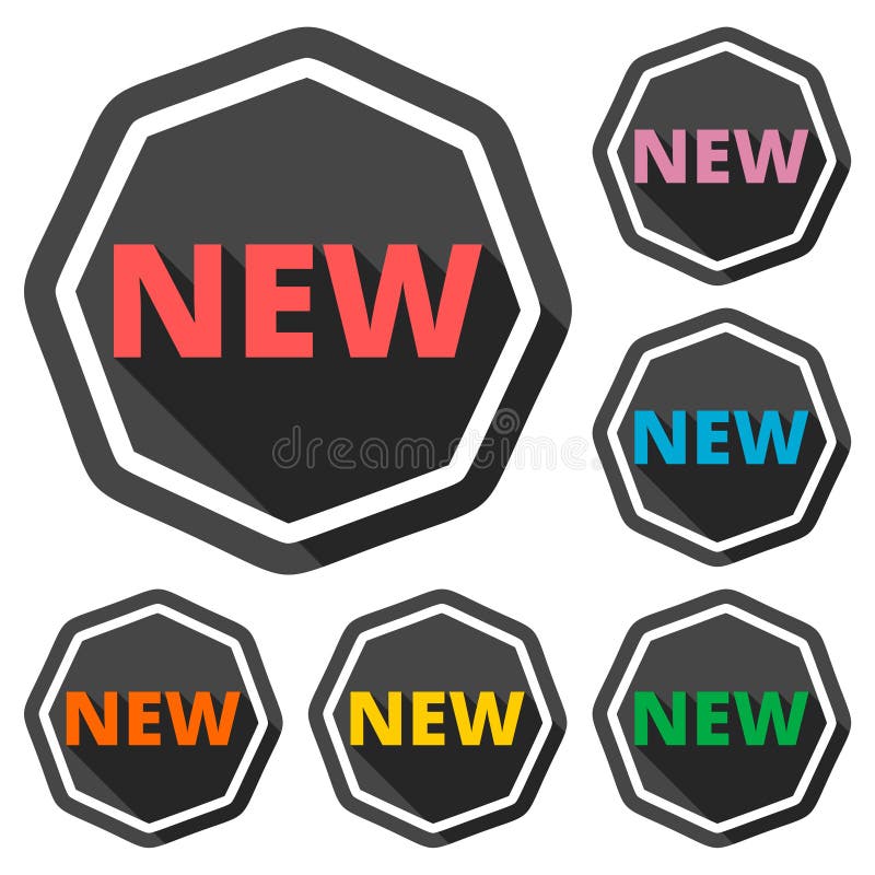 New Green Icons Set with Long Shadow Stock Illustration - Illustration ...