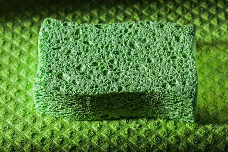 New Green Sponge on Dishcloth Stock Image - Image of pattern, sponge ...