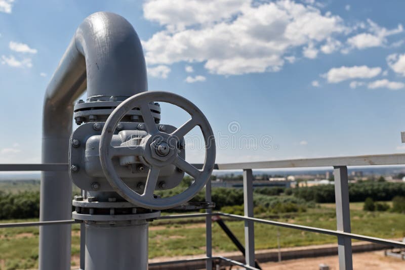 The New Grey Valve is Installed on the Pipeline on Service Area Stock ...