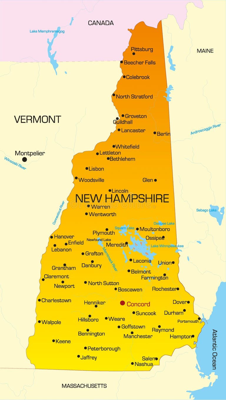 New Hampshire Vermont Map Stock Illustrations – 828 New Hampshire ...