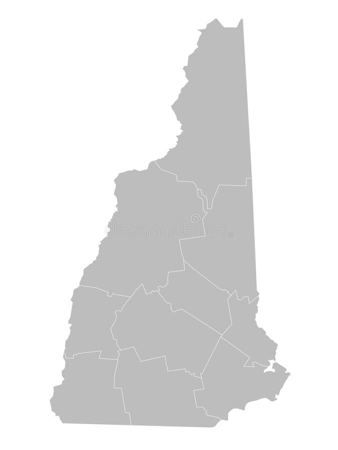 New Hampshire Administrative Map. Counties Map of New Hampshire, Blank ...