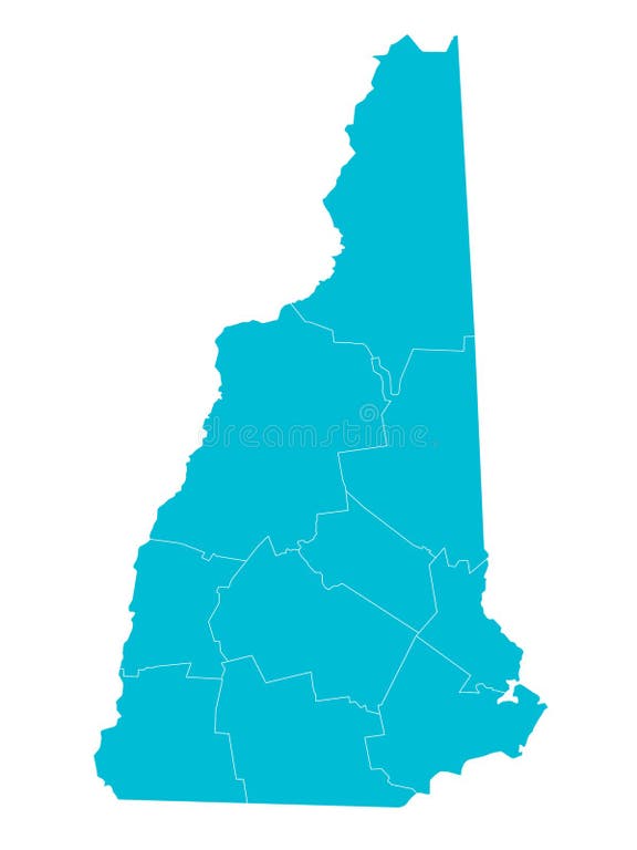 New Hampshire Administrative Map. Counties Map of New Hampshire, Blank ...