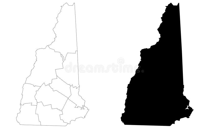 New Hampshire Administrative Map, New Hampshire Outline and Counties ...