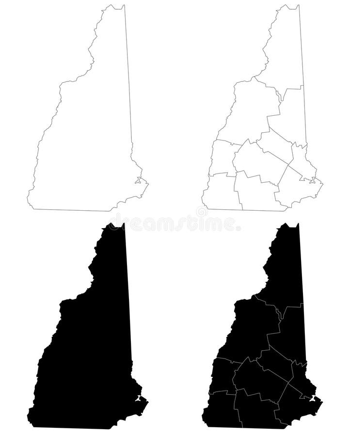 New Hampshire Administrative Map, New Hampshire Outline and Counties ...