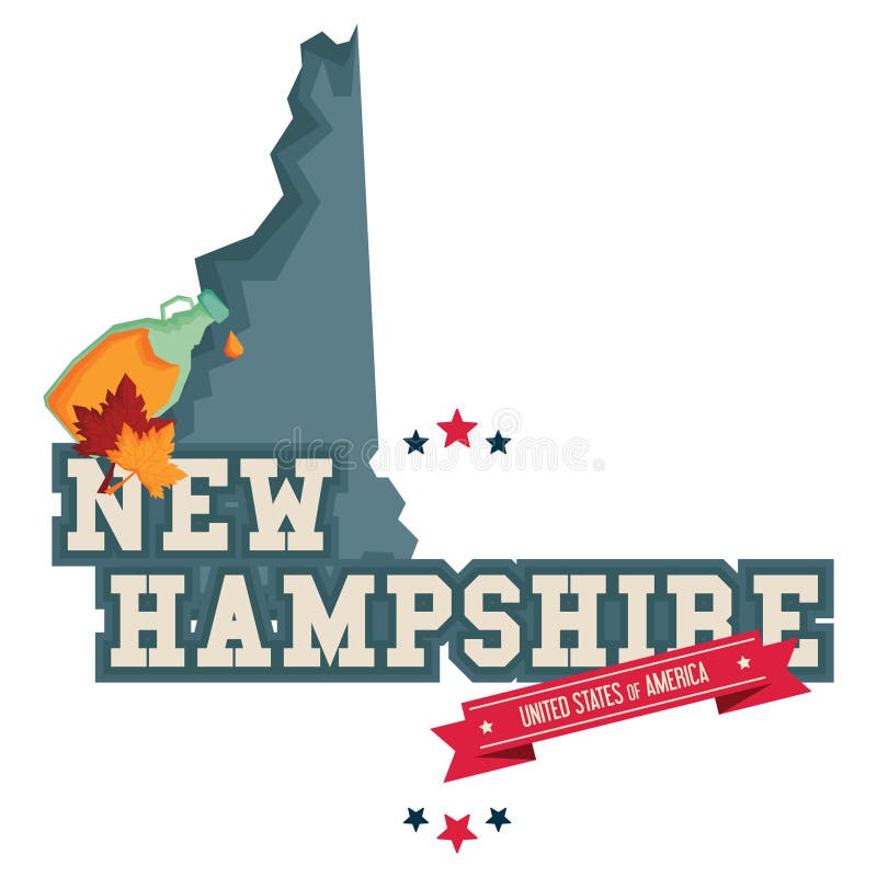 New Hampshire Map with Maple Syrup. Vector Illustration Decorative ...