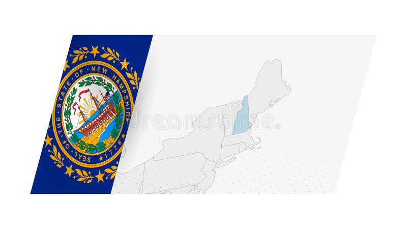 New Hampshire Map in Modern Style with Flag of New Hampshire on Left ...