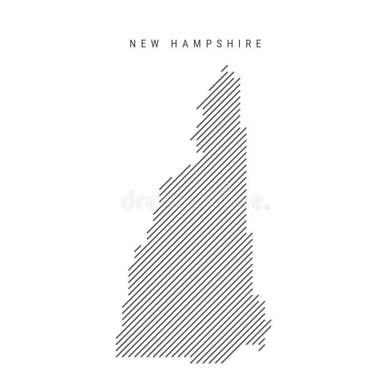 New Hampshire Map from Pattern of Black Slanted Parallel Lines. Flat ...