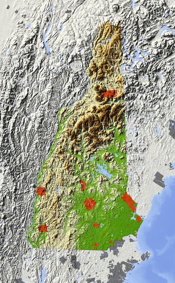 New Hampshire, relief map stock illustration. Illustration of states ...