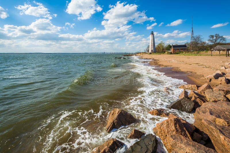 The New Haven Lighthouse, at Lighthouse Point Park in New Haven ...