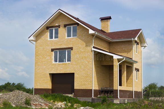 New high brick house stock photo. Image of front, plank - 57712854