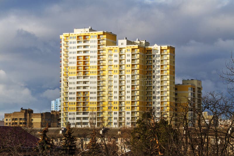 New High-rise Building on a Sunny Spring Day Stock Image - Image of ...