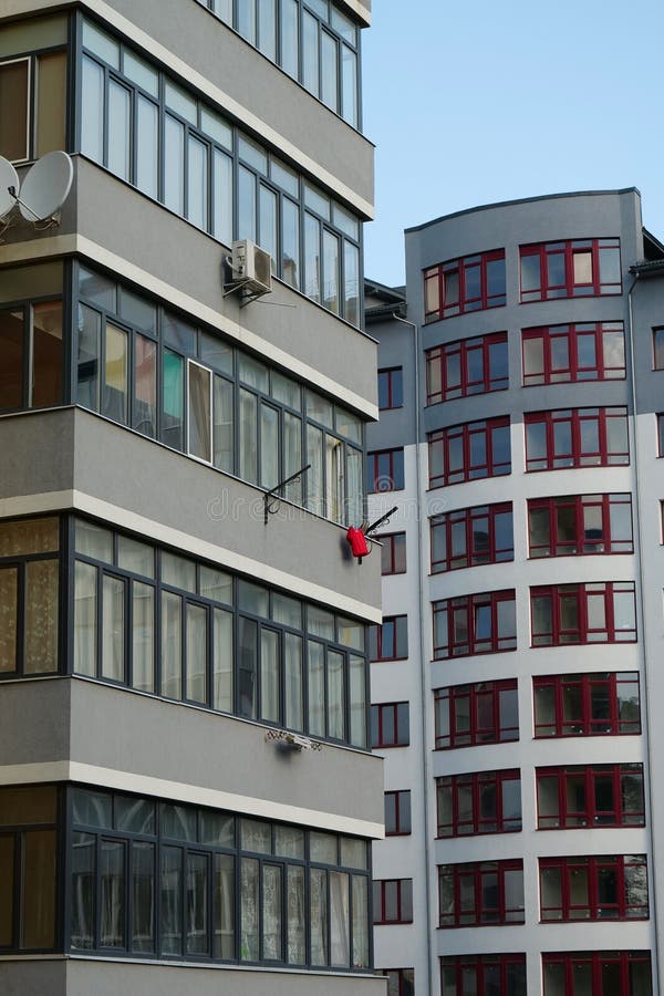 New High-rise Buildings with Balconies Stock Image - Image of linen ...