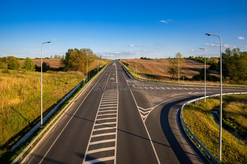 New High-speed Asphalt Road To the District City Stock Image - Image of ...