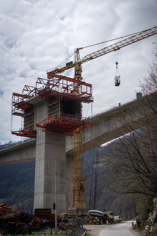 New Highway Bridge Connection Under the Construction Stock Photo ...