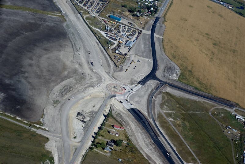New highway intersection stock image. Image of lane, aerial - 17268307