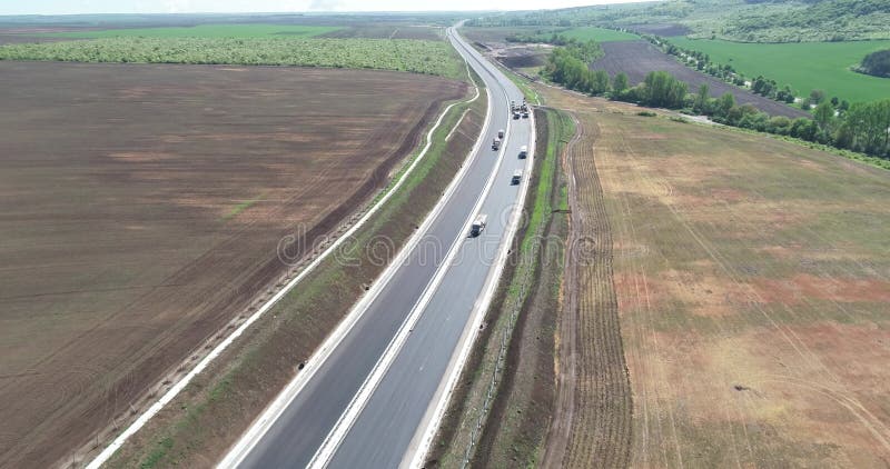 New Highway Road Construction, Aerial View Stock Footage - Video of ...