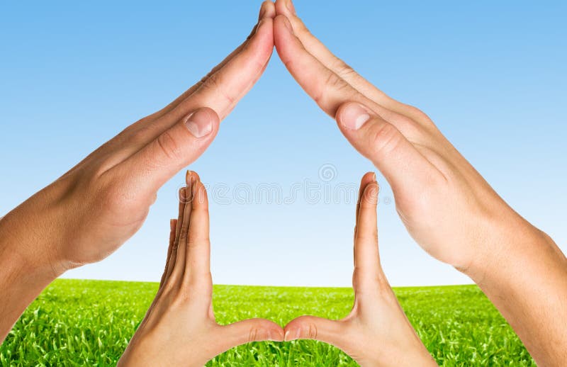 Hand home gesture stock photo. Image of grass, concept - 12280732