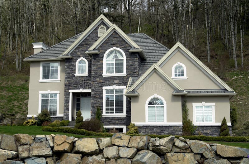 Beautiful New Home Exterior Stock Image - Image of houses ...