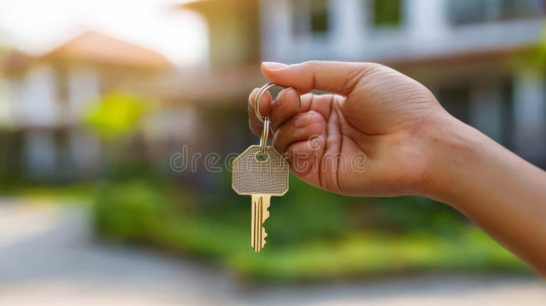 New Home, New Beginnings Close-Up of Hand Holding House Key with ...