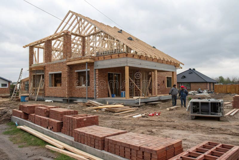 New Home Under Construction Stock Illustration - Illustration of ...