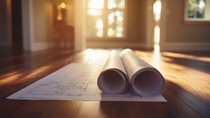 New Home Construction Background, Abstract Blueprints and Construction ...