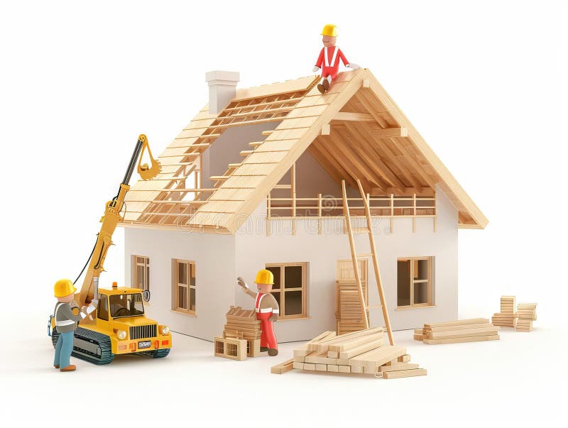 New Home Construction stock illustration. Illustration of cartoon ...