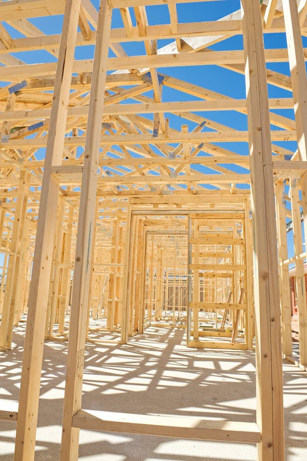New Home Construction Framing Stock Image - Image of incomplete, joists ...