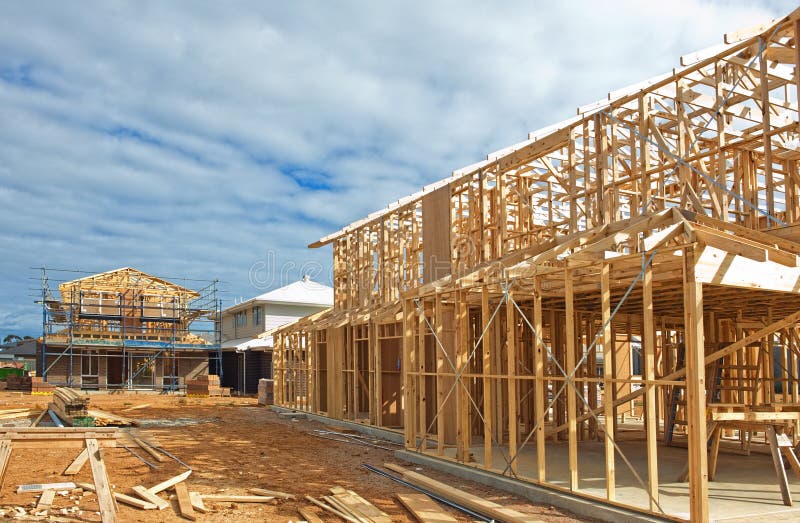 New Home Construction Framing Stock Image - Image of property, ceil ...