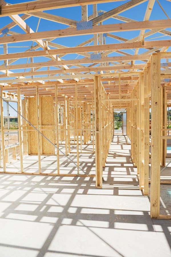 New Single Family Home Under Construction Stock Photo - Image of wooden ...