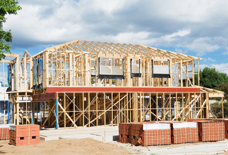 Modern House Under Construction Stock Photo - Image of shear, shearwall ...