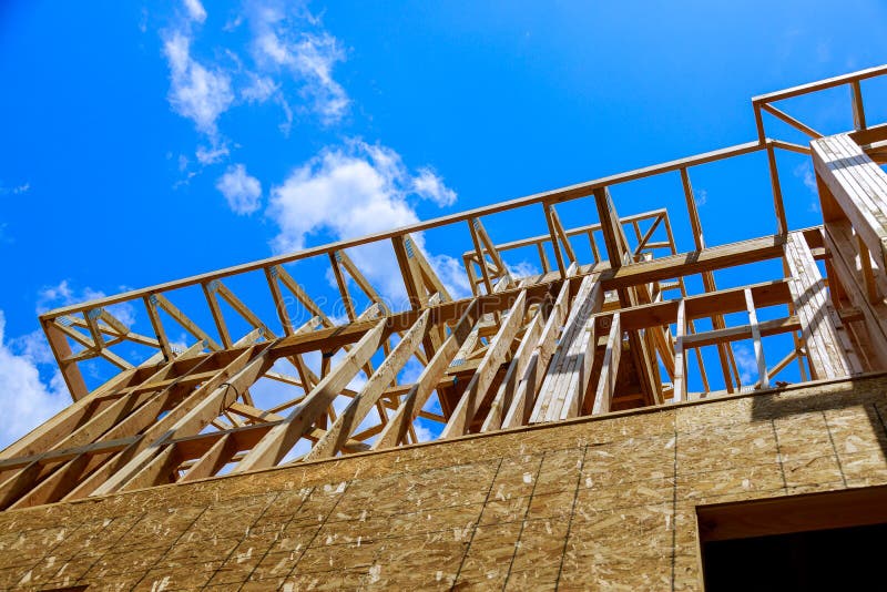 New Home Construction Framing of a House Stock Photo - Image of ...