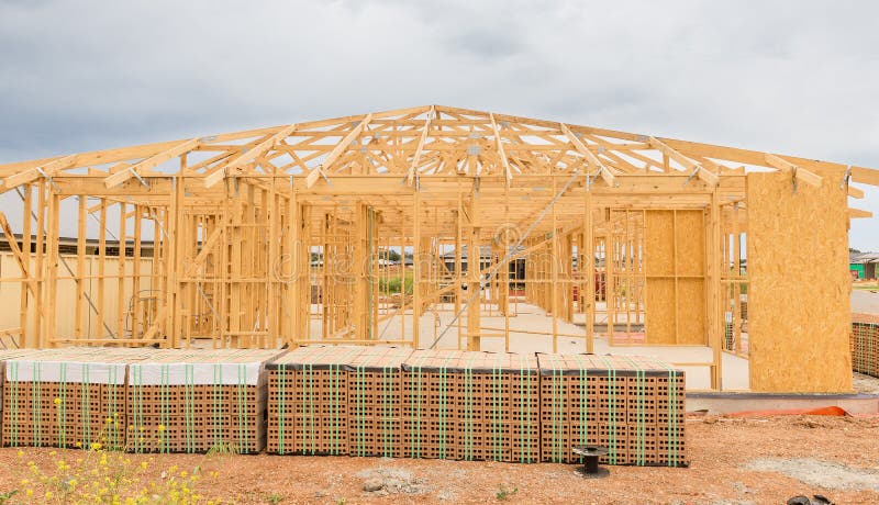 New Home Construction Framing. Stock Photo - Image of residential ...
