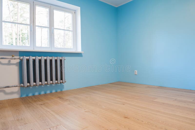 New Home Construction Interior Room with Wooden Floors and Windows ...