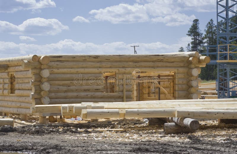 Log Cabin Under Construction Stock Photo - Image of homestead, brown ...