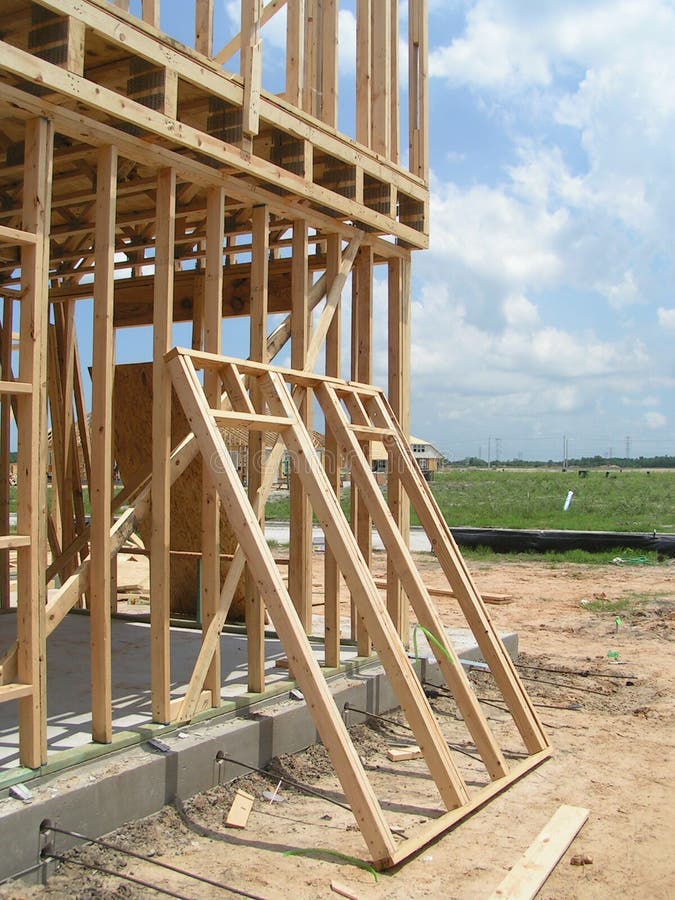 Wood Studs Framing in Home Construction Stock Image - Image of house ...