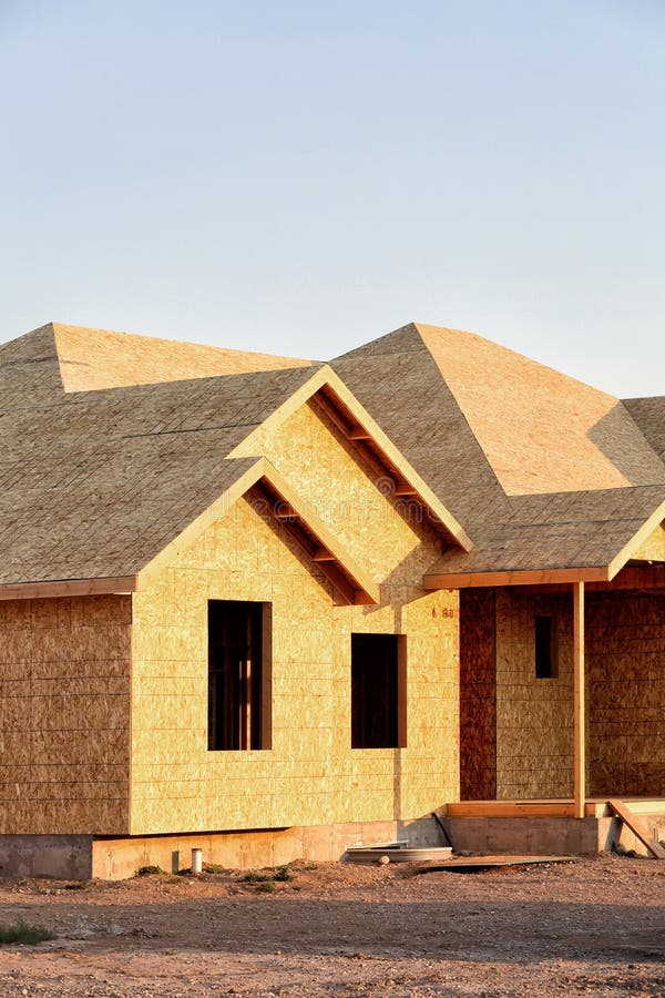 A New Home with Stick Frame Construction Stock Image - Image of ...