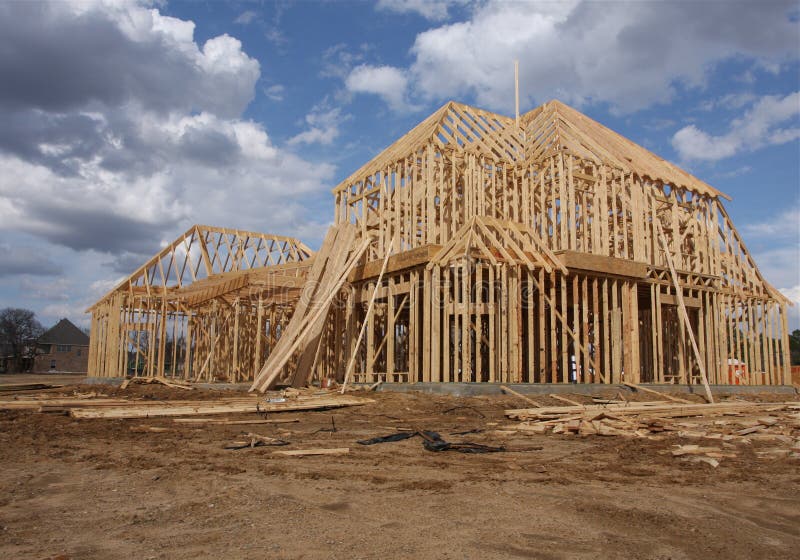 New Home Under Construction Stock Photo - Image of clouds, prefab: 4610708