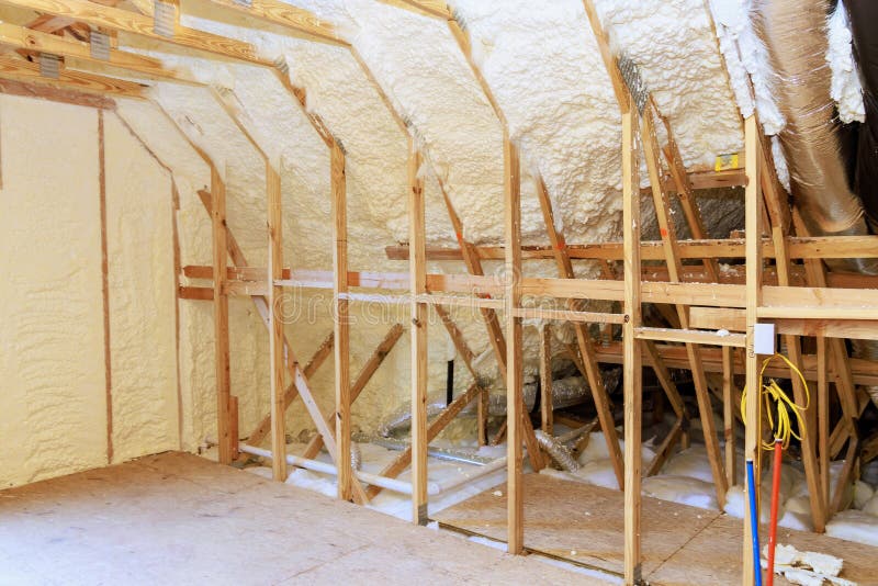 New Home Under Construction with Spray Foam Thermal Hydro Insulation ...