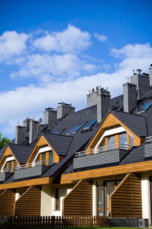 New Homes Over Blue Cloudy Sky Stock Image - Image of develop, nature ...