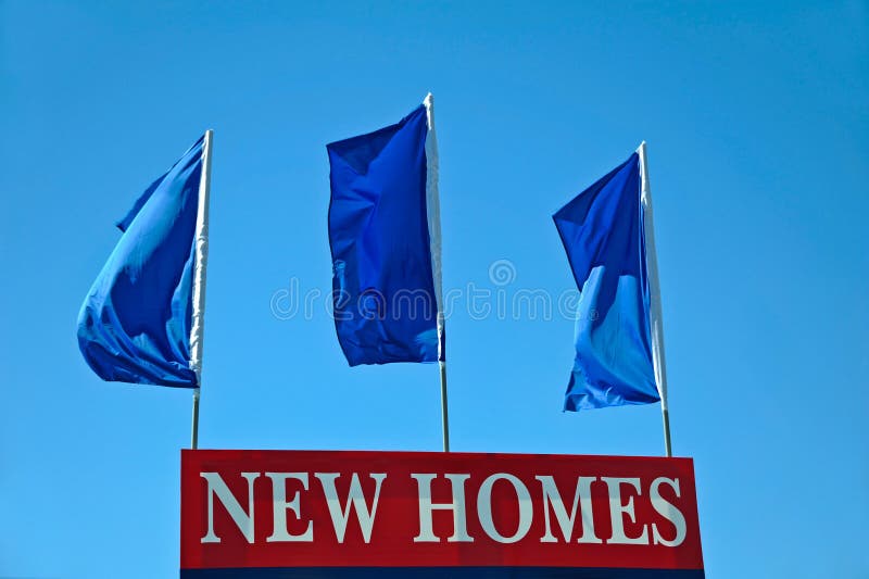 New Homes Sign stock image. Image of blue, outdoor, flags - 30543287