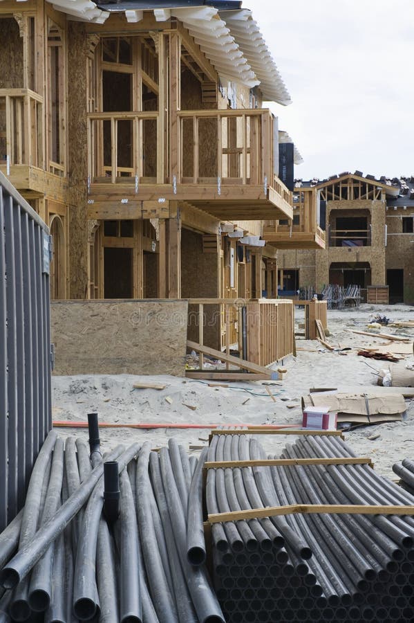 New Homes Under Construction Stock Photo - Image of facade, california ...
