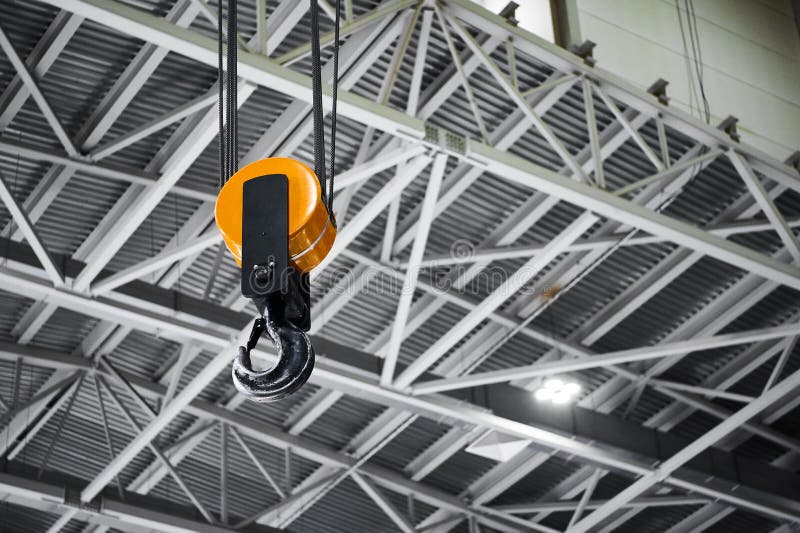 Hook Assembly with Rigging and Strops of Moving Crane Stock Image ... Hook Assembly with Rigging and Strops of Moving Crane Stock Image ...