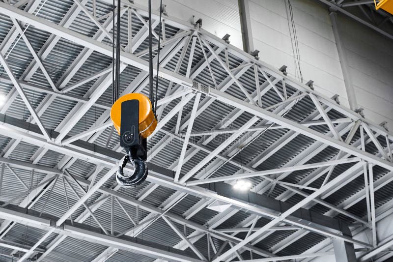 Hook Assembly with Rigging and Strops of Moving Crane Stock Image ...