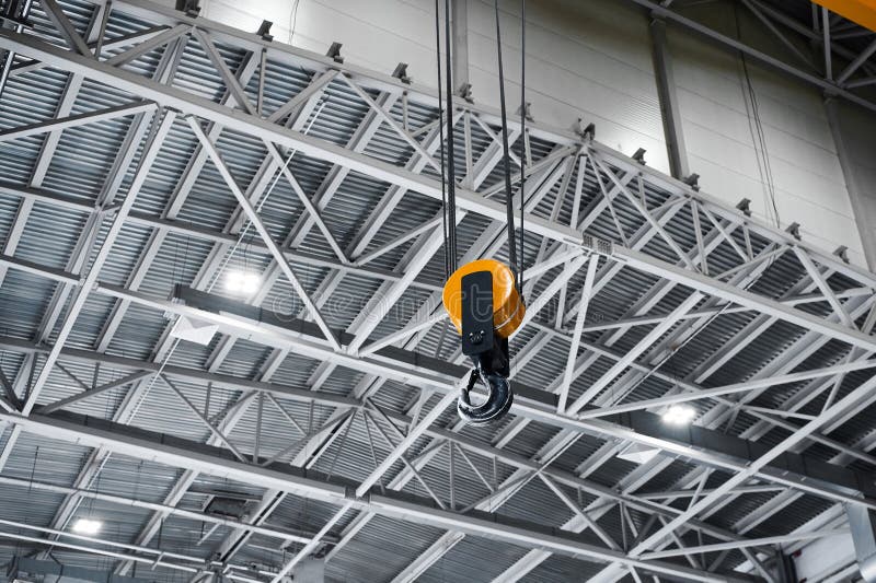 New Hook Assembly with Yellow Roller of Moving Crane Stock Image ...
