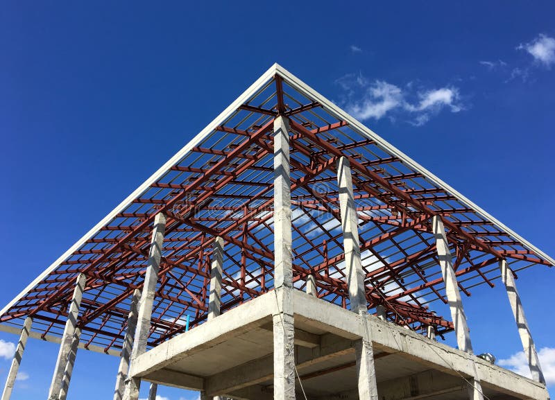 New House Building with Steel and Concrete Structure Stock Photo ...