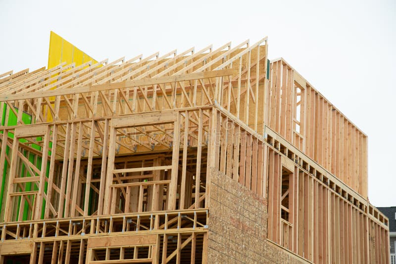 New House Construction Frame Stock Image - Image of site, wood: 250057479