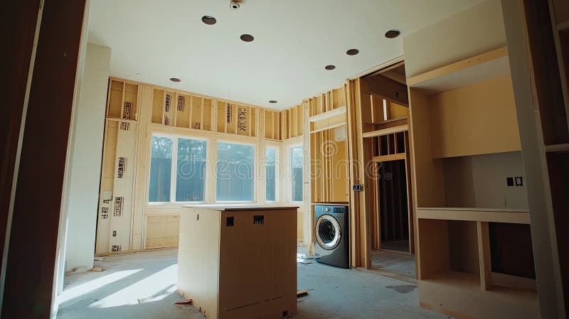 New House Construction Kitchen Frame Stock Illustration - Illustration ...