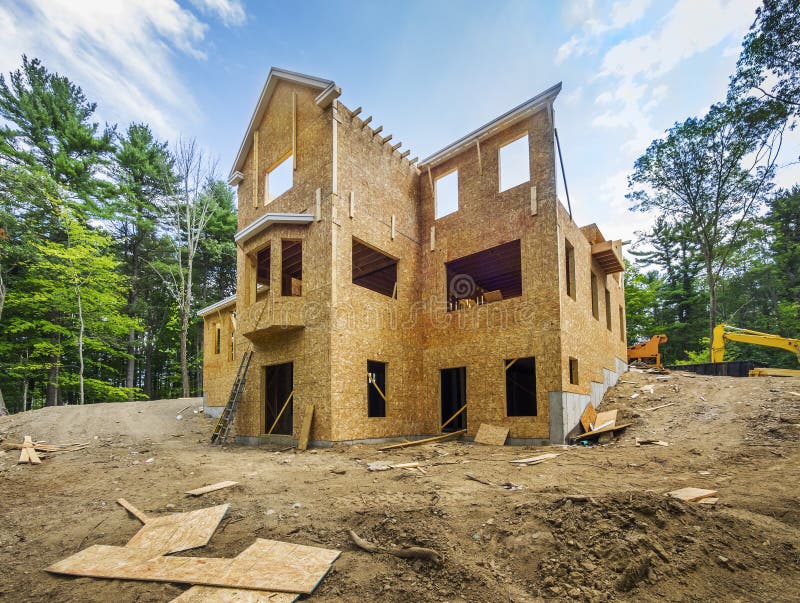 New Home Under Construction Stock Image - Image of timber, plywood ...
