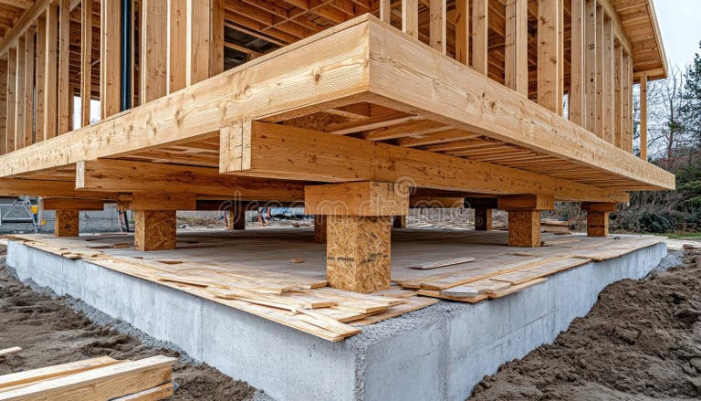 A New House is Currently Being Constructed on a Solid Concrete ...